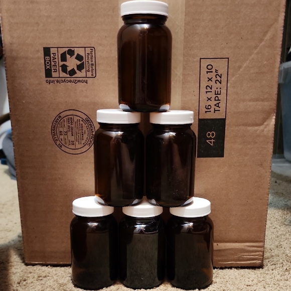 Other | 15 Ml Set Of 6 Brown Glass Jars With White Lids | Poshmark